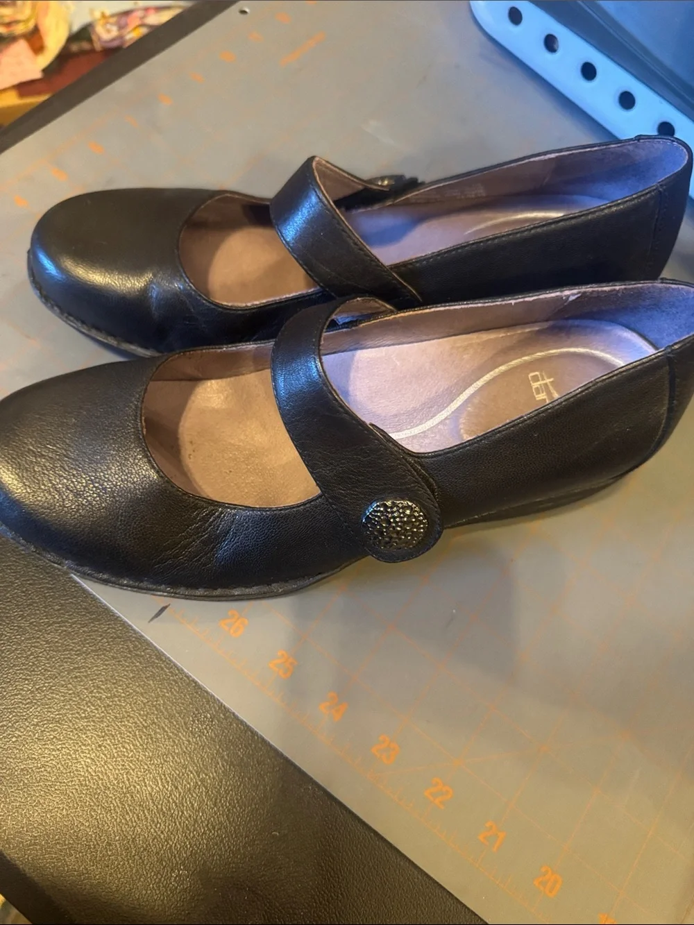 Dansko | Shoes | Dansko Black Leather Mary Jane Flats With Decorative ...
